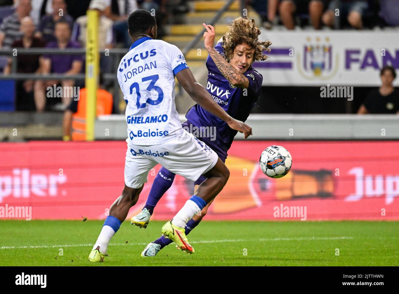 Gent's Jordan Torunarigha and Anderlecht's Fabio Silva fight for the ...