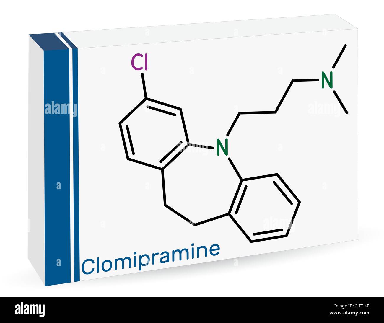 Clomipramine molecule. It is tricyclic antidepressant used in the ...