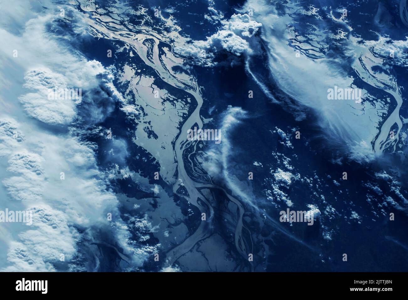 Flood from space. Elements of this image furnished by NASA. High ...