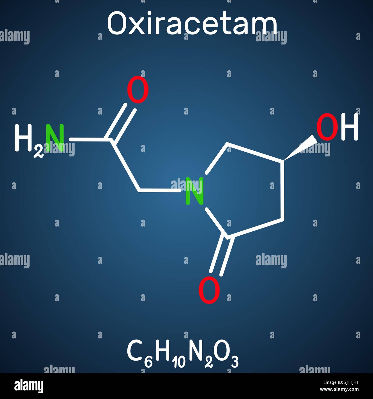 Oxiracetam molecule. It is is a nootropic drug of the racetam family ...
