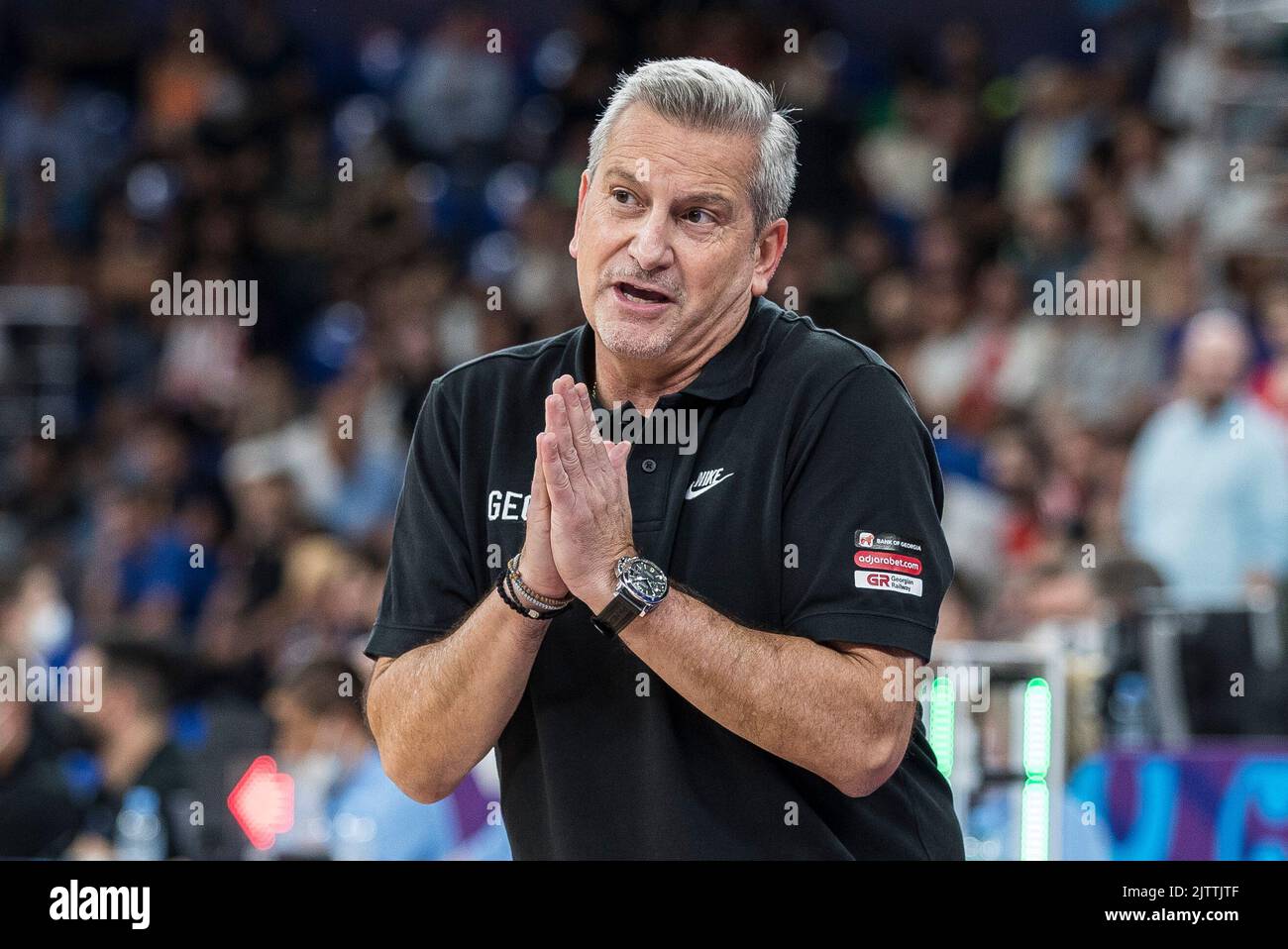 Georgia's head coach Ilias Zouros pictured during the match between the ...