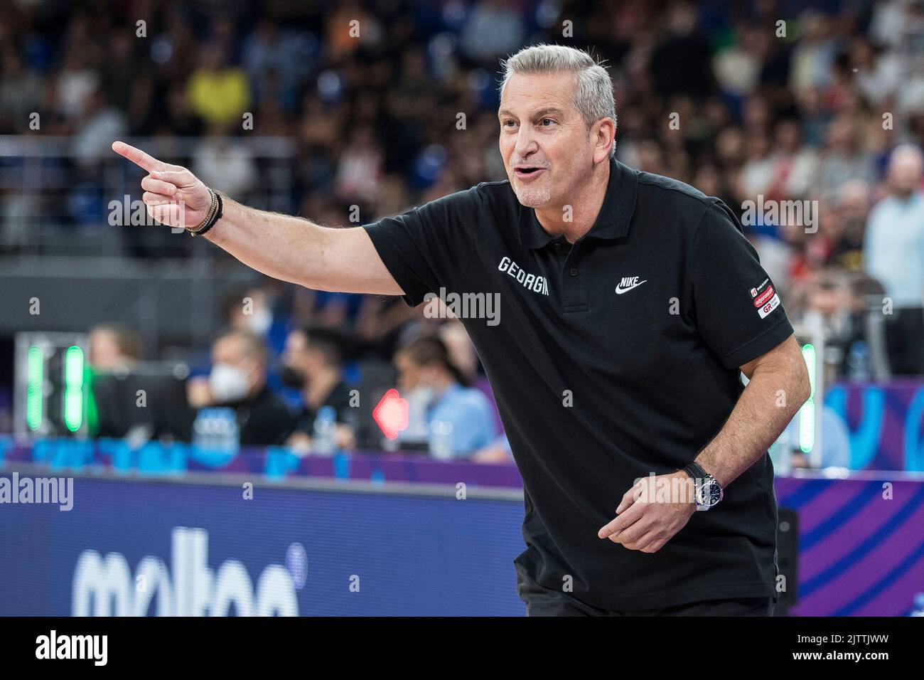 Georgia's head coach Ilias Zouros pictured during the match between the ...