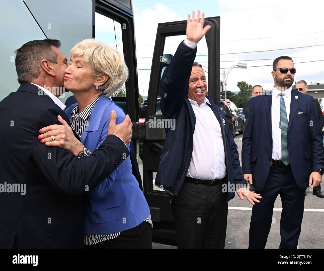 Coalition Avenir Quebec leader Francois Legault waves to supporters as ...