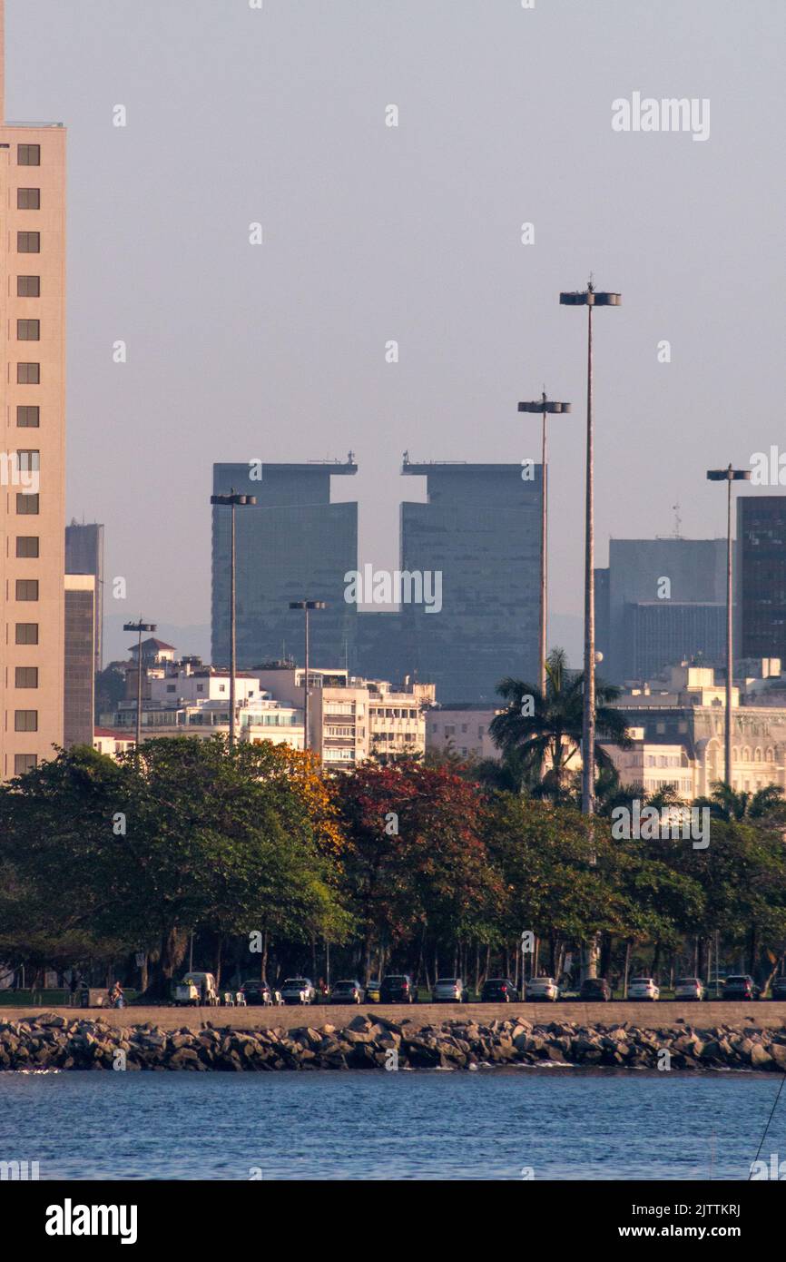 downtown buildings seen from the Urca district in Rio de Janeiro Stock ...