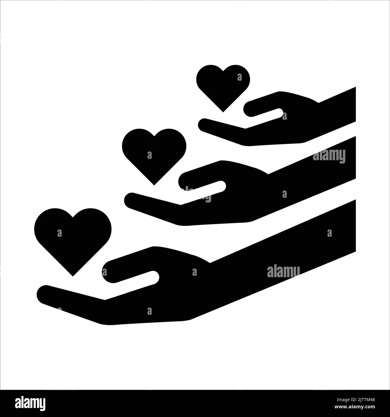 charity and donation signs and symbols - hand and heart icons Stock ...