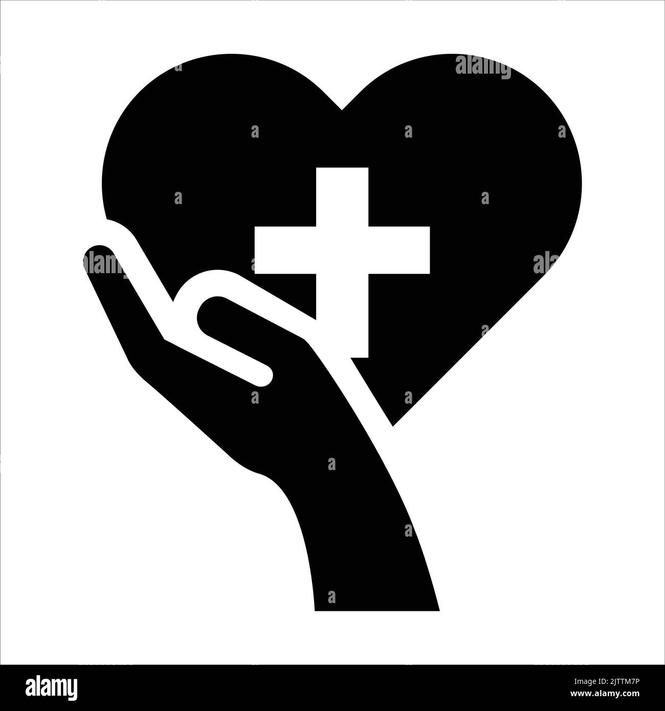 Caring hand - health care vector black icon - World charity and ...