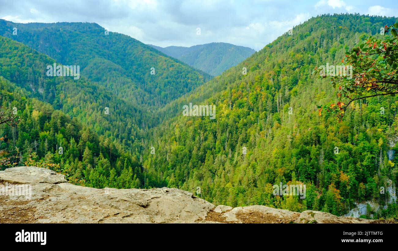 A view of the most beautiful mountains in a panoramic scene. View from ...