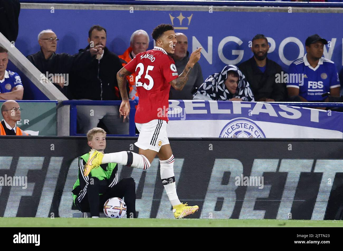 Leicester, England, 1st September 2022. Jadon Sancho of Manchester ...