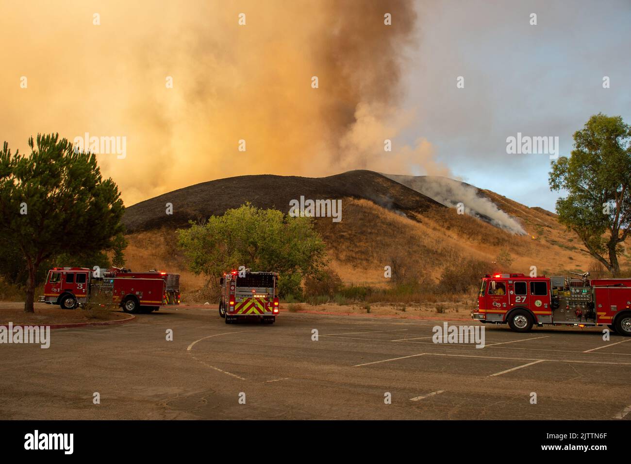 Castaic, California, USA. 31st Aug, 2022. The Castaic fire burns amid a ...