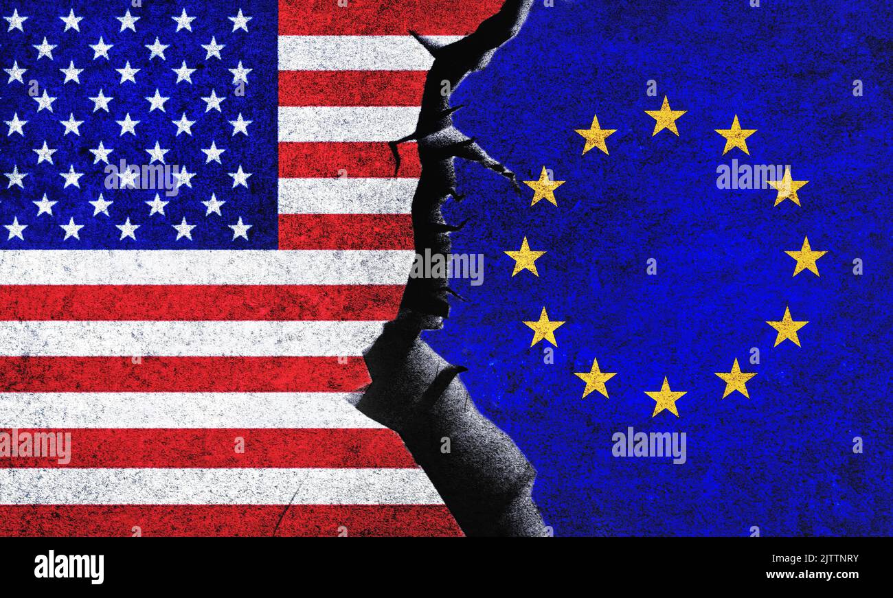 Flags of the european union and the usa hi-res stock photography and ...