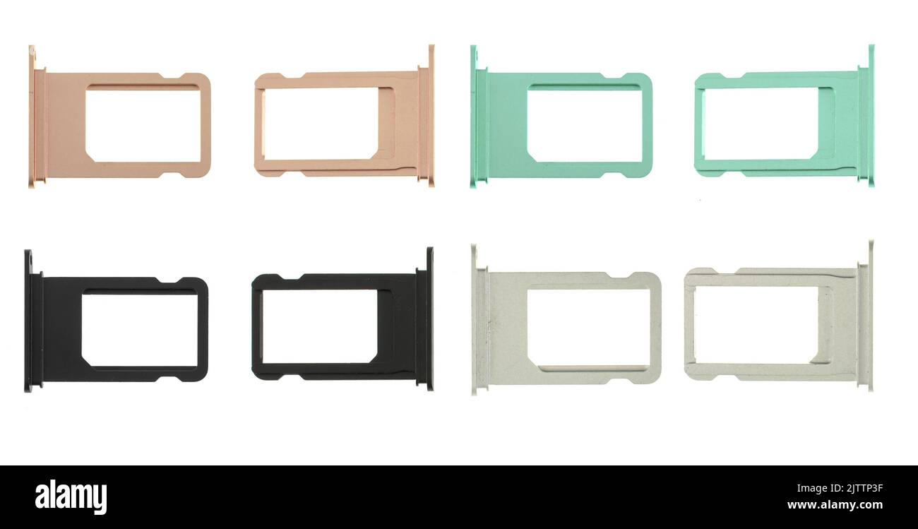 SIM card holders, a spare part for a tablet phone, isolated on a white ...