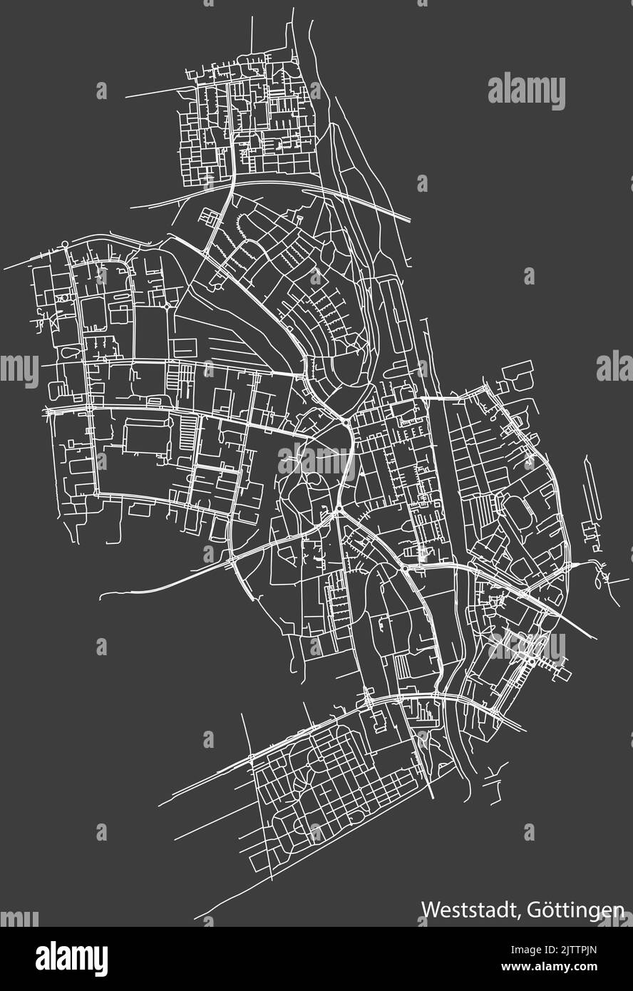 Street roads map of the WESTSTADT DISTRICT, GÖTTINGEN Stock Vector ...