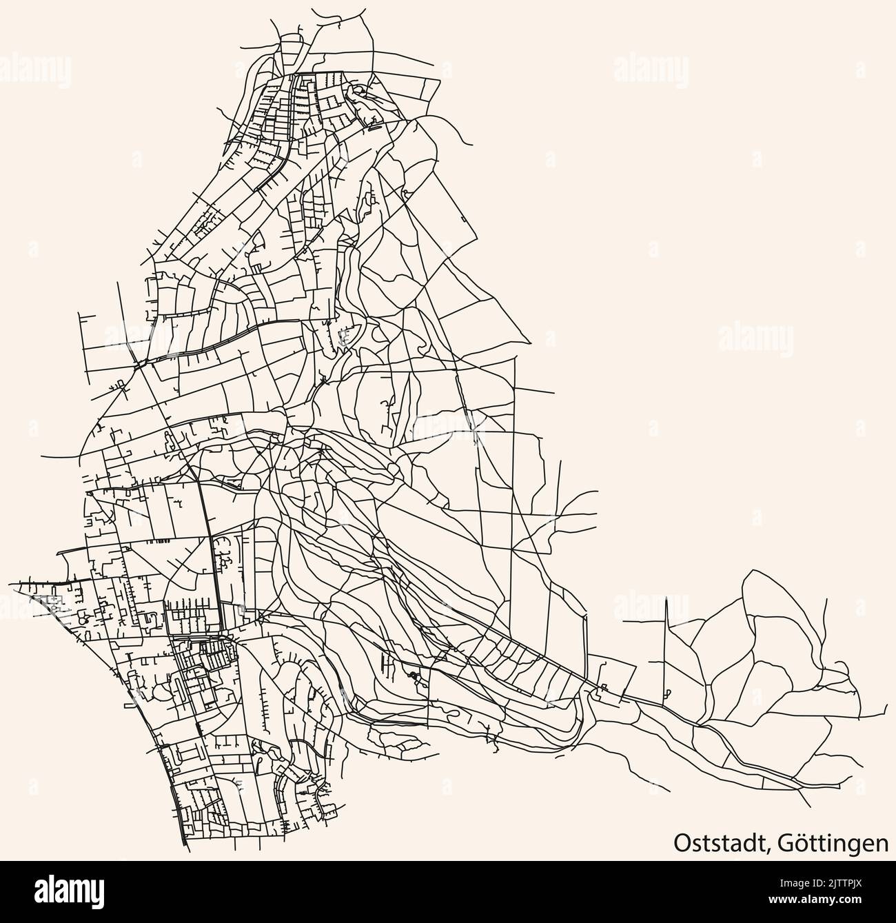 Street roads map of the OSTSTADT DISTRICT, GÖTTINGEN Stock Vector Image ...
