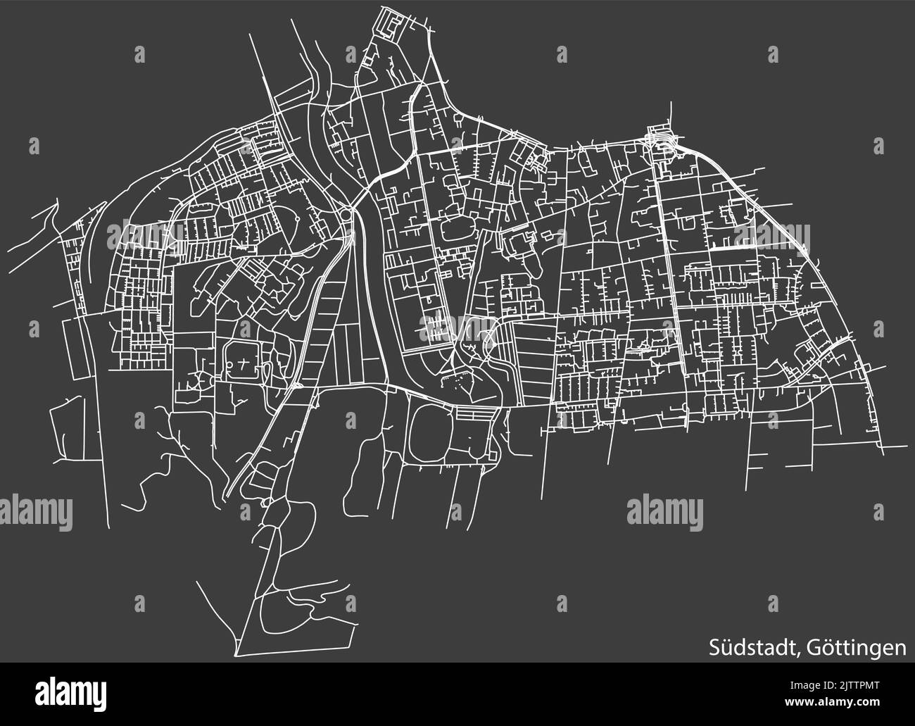 Street roads map of the SÜDSTADT DISTRICT, GÖTTINGEN Stock Vector Image ...