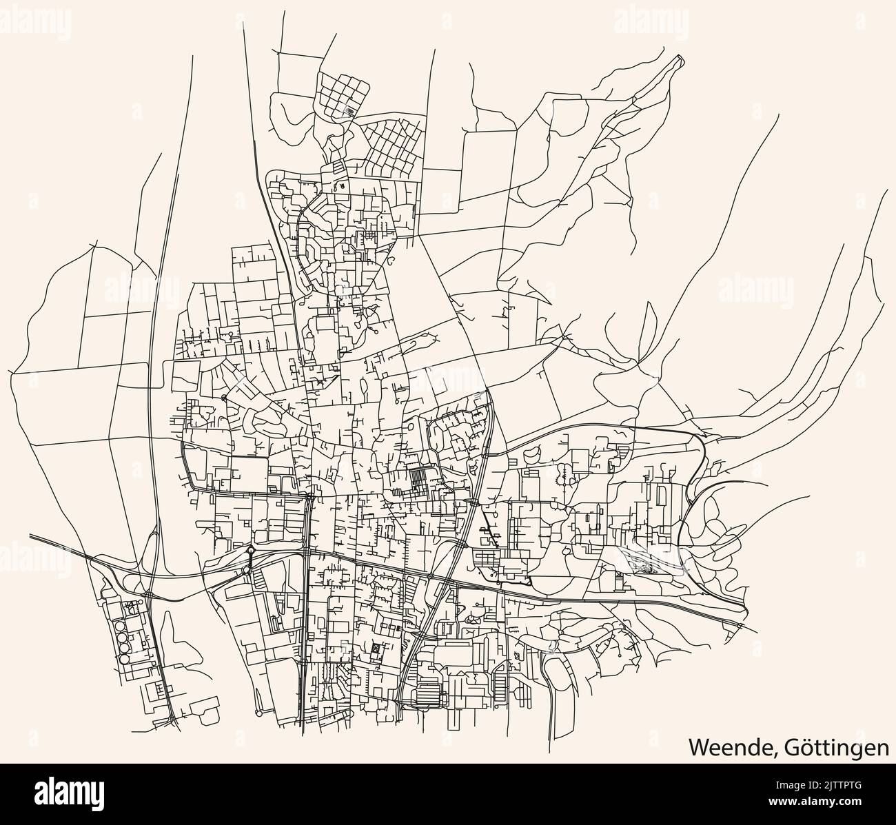 Street roads map of the WEENDE DISTRICT, GÖTTINGEN Stock Vector Image ...