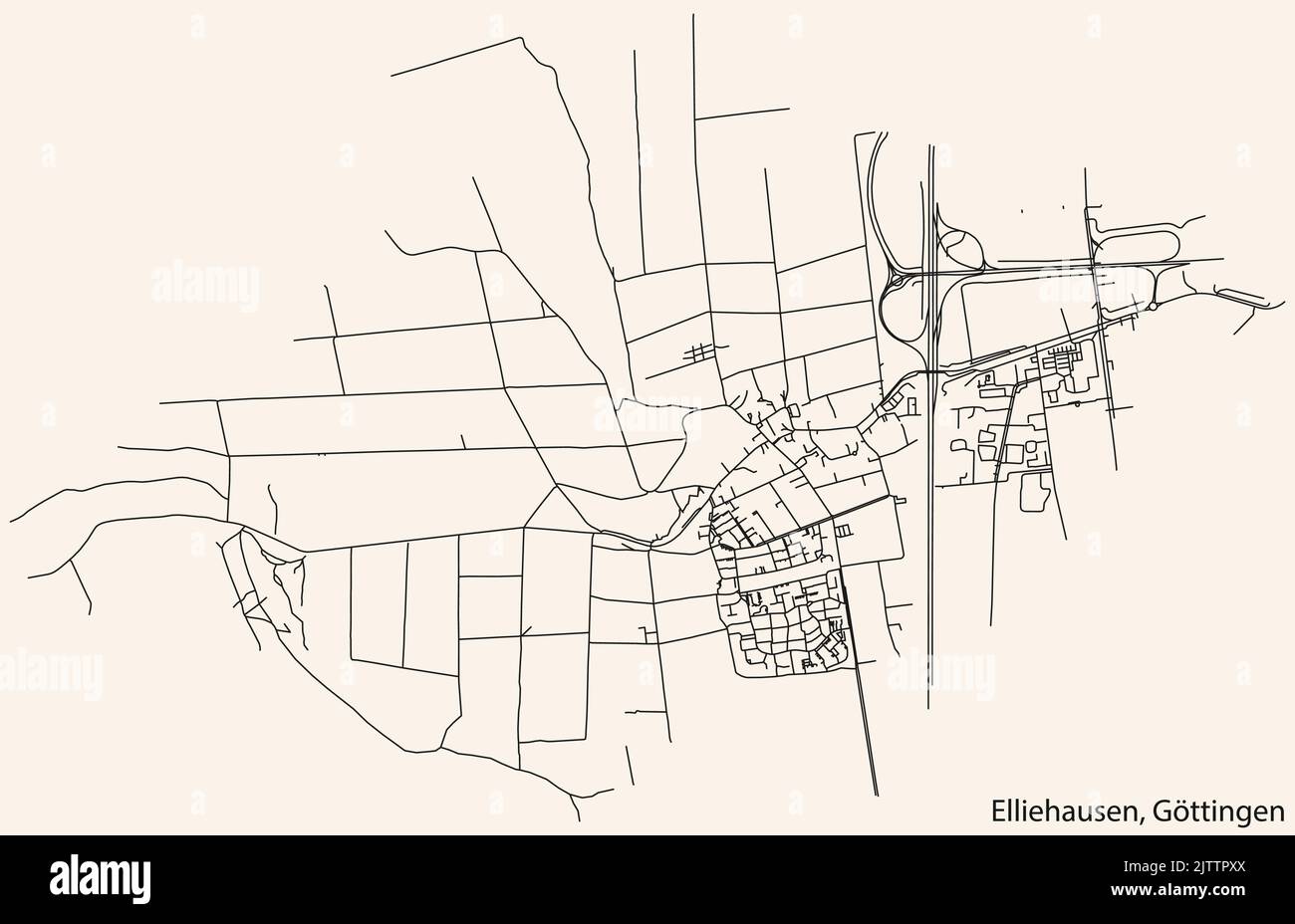 Street roads map of the ELLIEHAUSEN DISTRICT, GÖTTINGEN Stock Vector ...