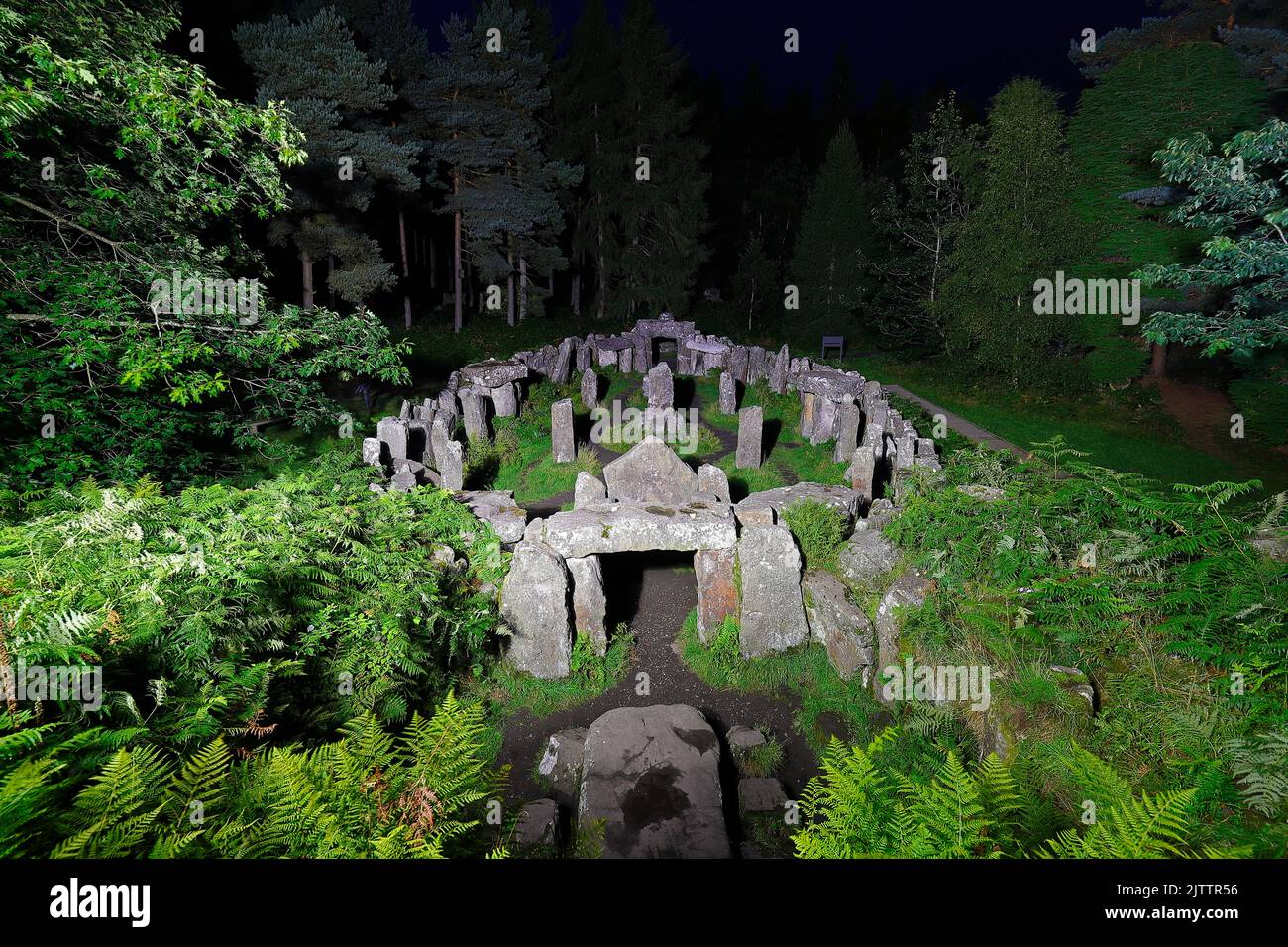 Druids Temple at night. Located on the Swinton Estate at Ilton,North ...