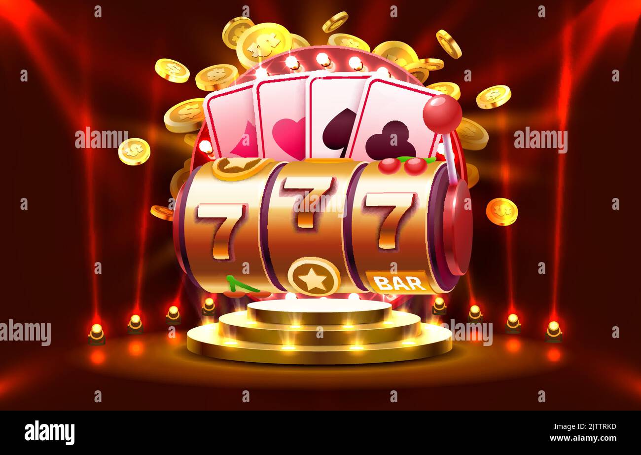 Casino slots machine winner, jackpot fortune of luck, 777 win banner ...
