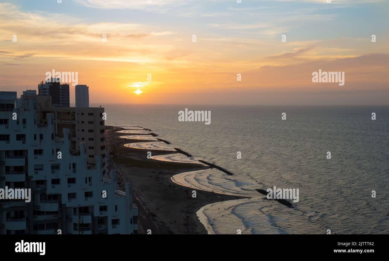 Colombia, scenic view of Cartagena beaches and playas near historic ...