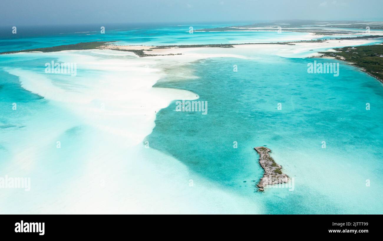 Aerial view of Man O War sandbar on Exuma, Bahamas t Stock Photo - Alamy