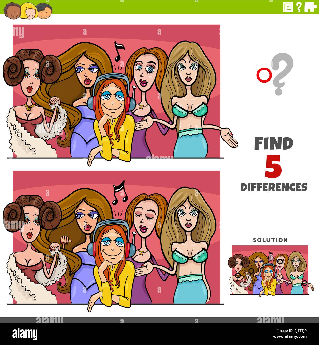 Cartoon illustration of finding the differences between pictures ...