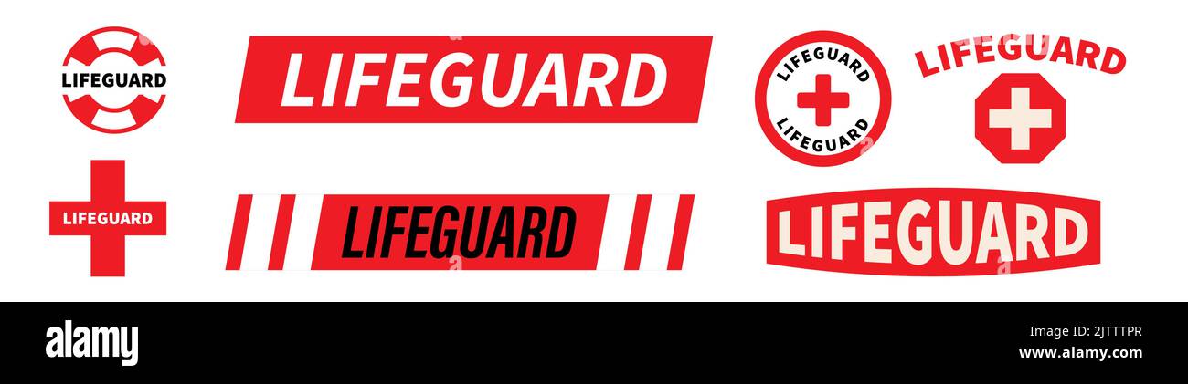 Lifeguard Set Safety Vector Icon Template Design Stock Vector Image ...