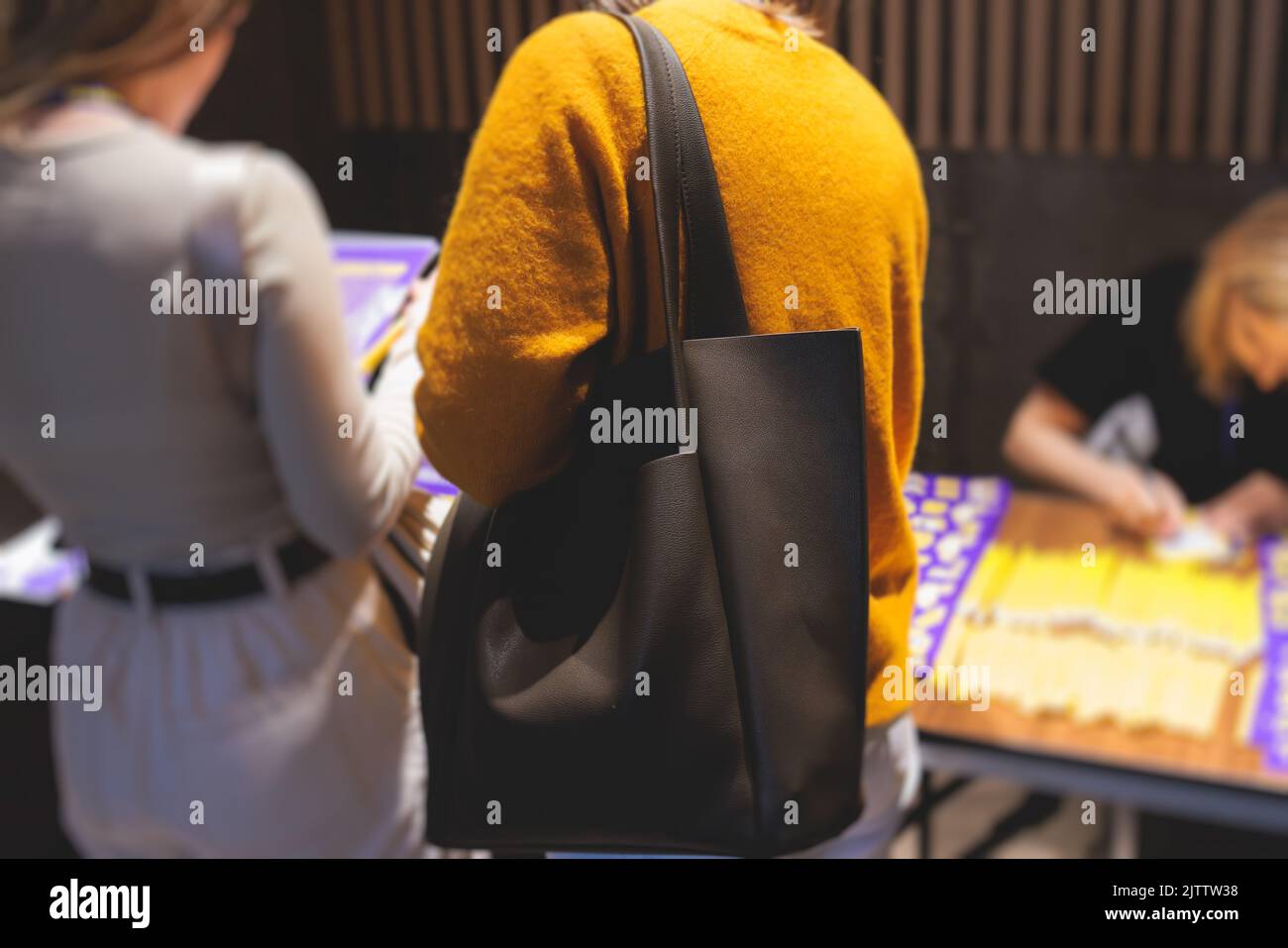 Process of checking in on a conference congress forum event, the ...