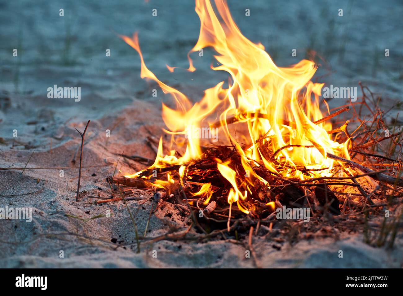 Fire close up on the beach Stock Photo - Alamy