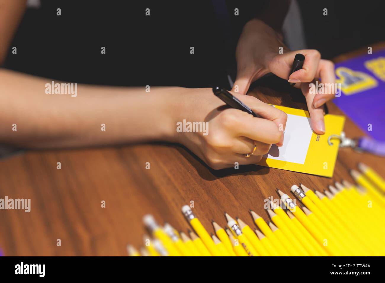 Process of checking in on a conference congress forum event, the ...