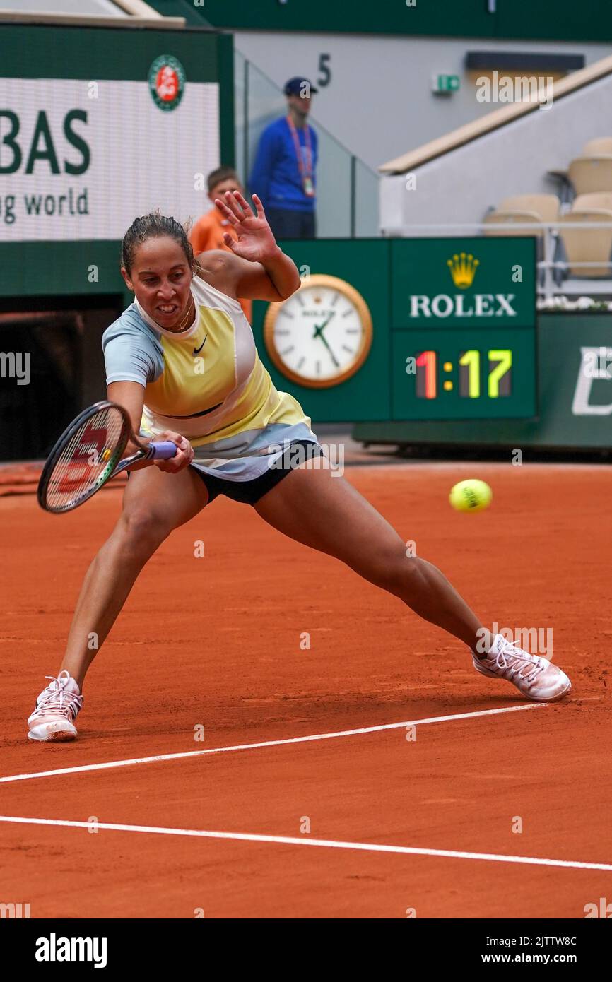 Professional tennis player Madison Keys of United States in action ...