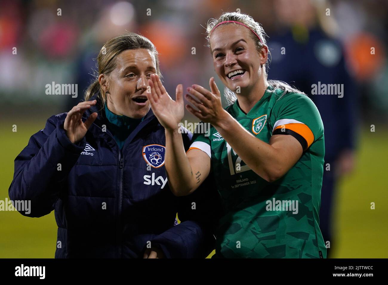 Republic of Ireland's Lily Agg (right) celebrates after the FIFA Women ...