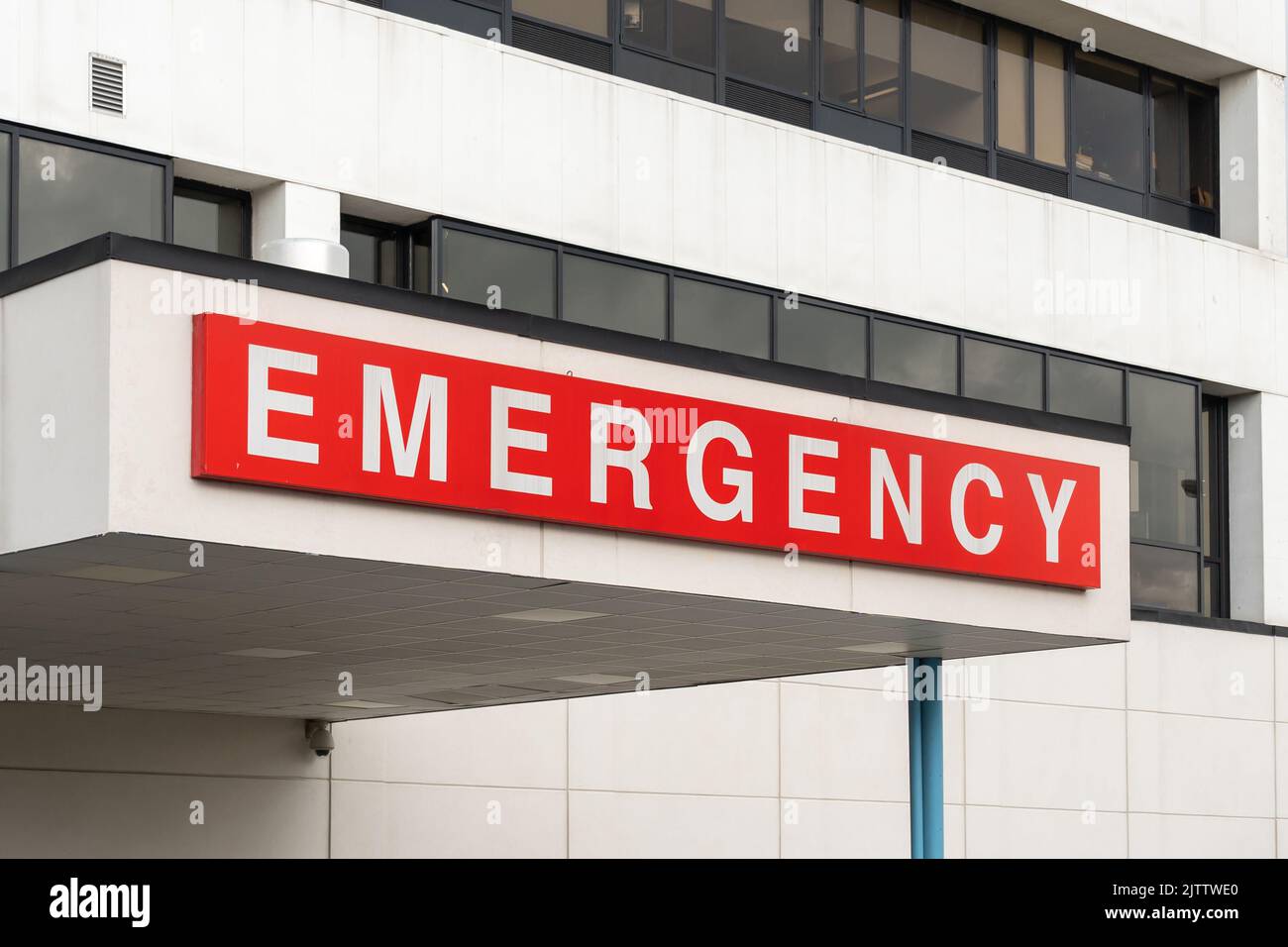 Emergency sign above the entrance at a hospital in the United States ...