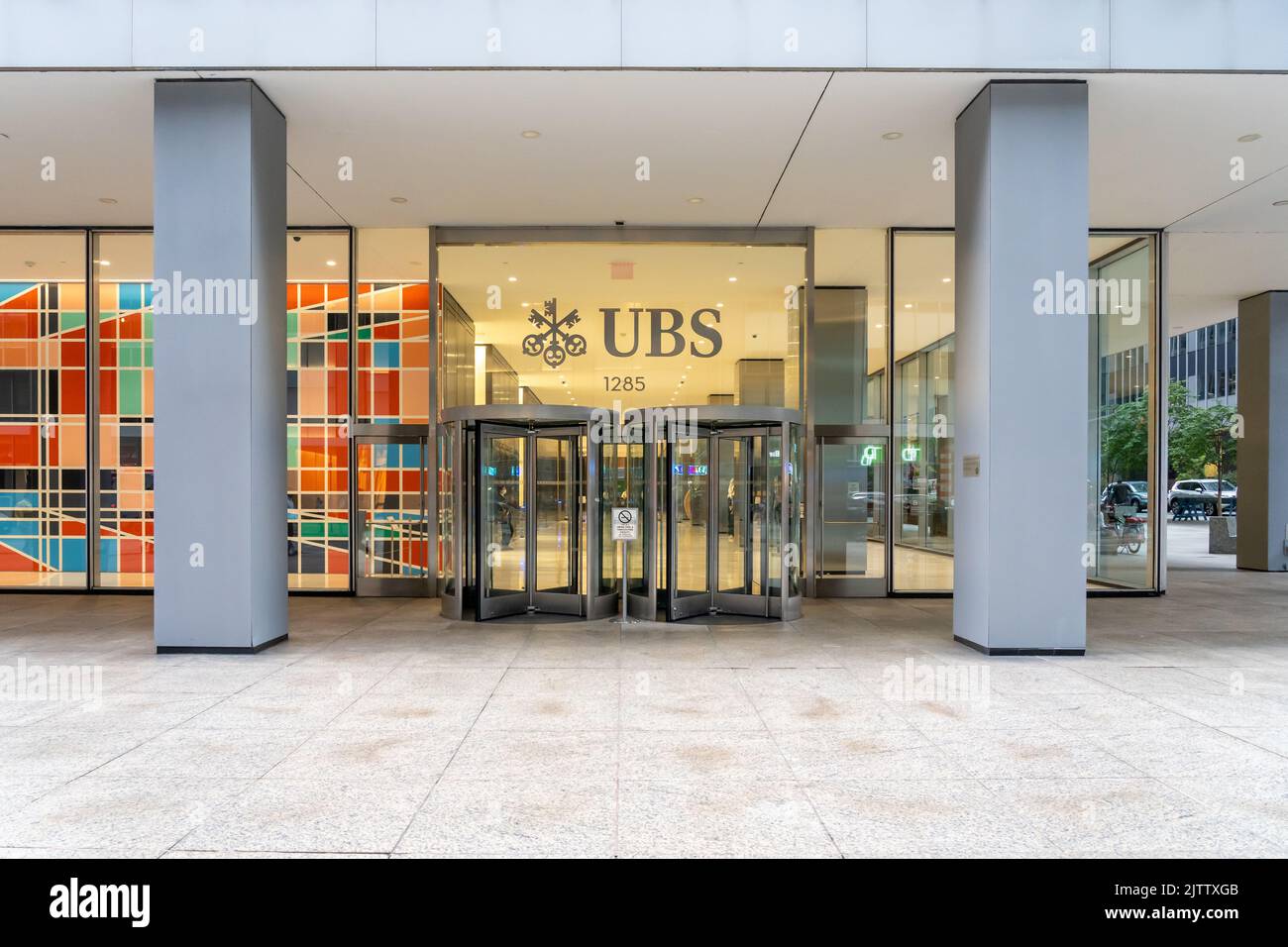 The entrance to UBS Americas Branch Office in New York, USA Stock Photo ...