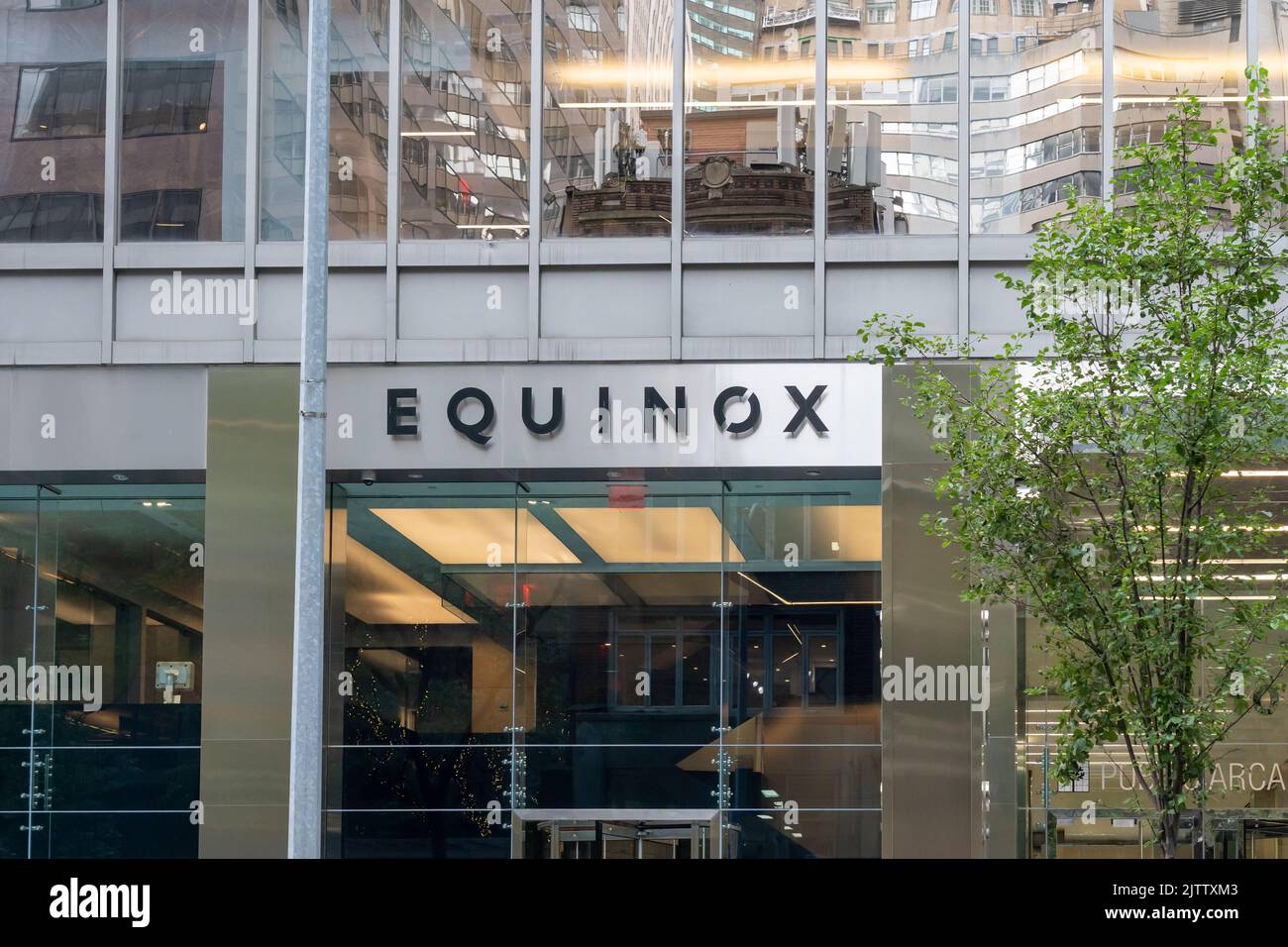 Close up of Equinox logo on the building at one of their gyms in New ...