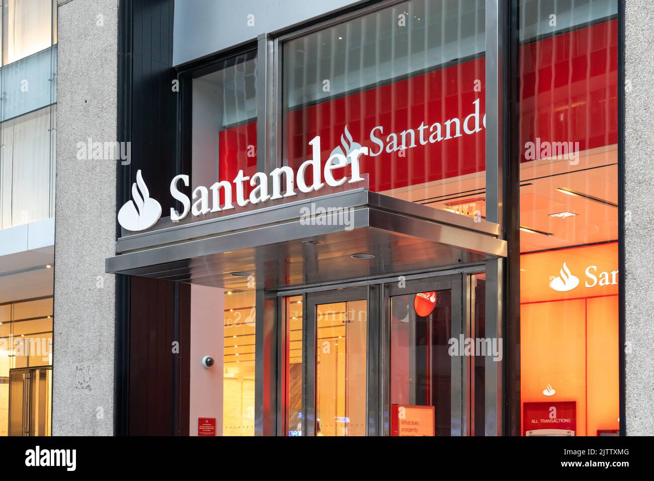 New York City, USA - August 18, 2022: A Banco Santander office in New ...