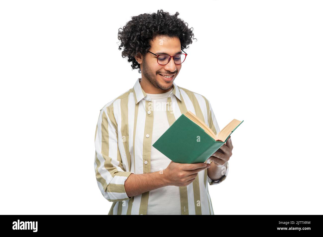 Man curly hair reading book hi-res stock photography and images - Alamy