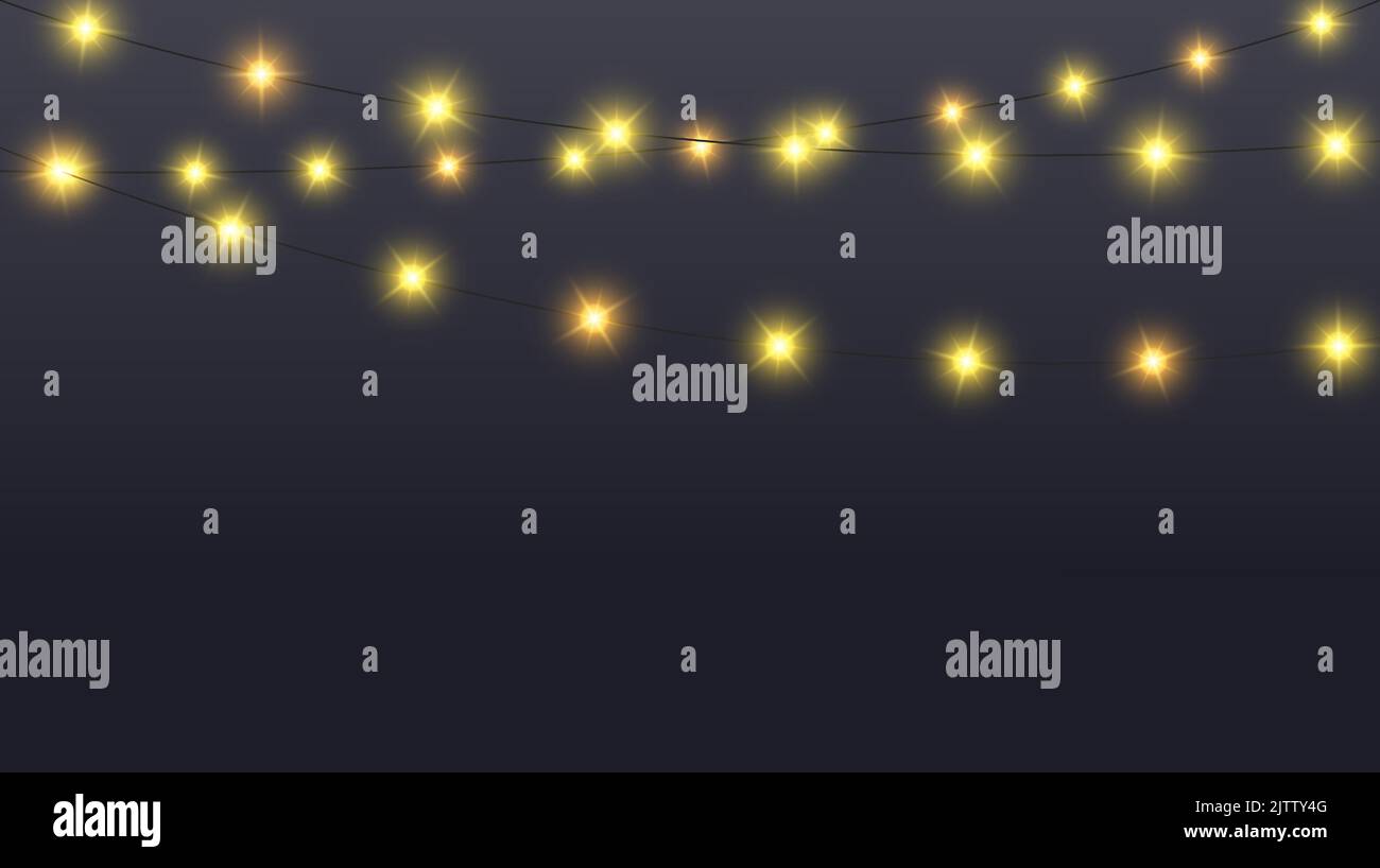 Glowing lamps garland. Decorative Christmas lights. Fairy lights chain ...