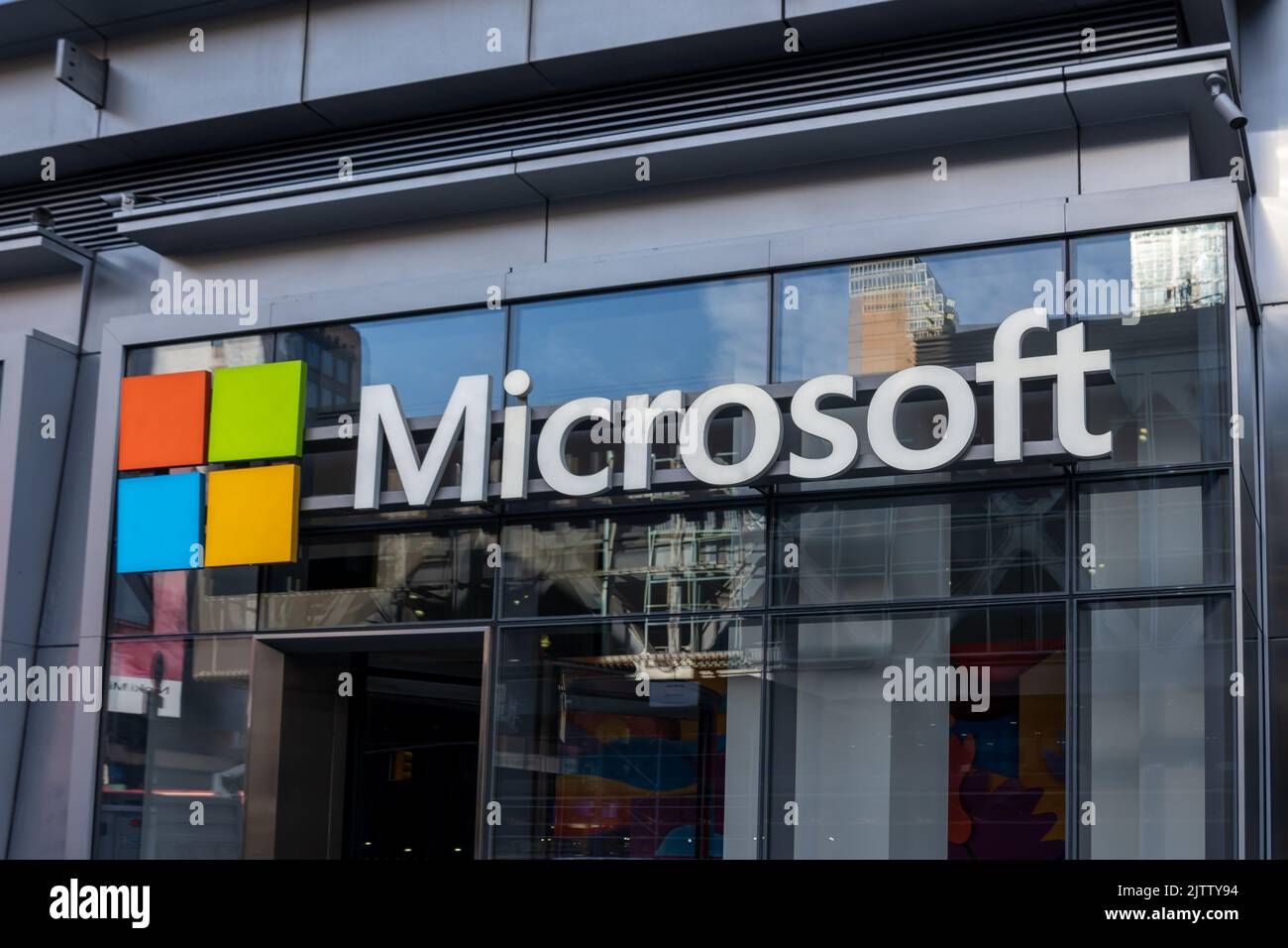 New York City, NY, USA - August 20, 2022: A Microsoft store in midtown ...