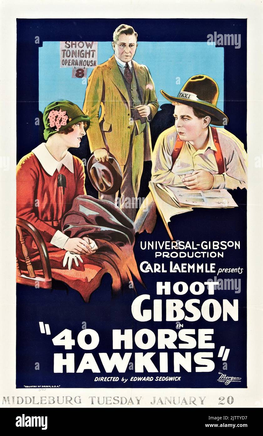 Vintage film poster - Western - Hoot Gibson - 40 Horse Hawkins ...