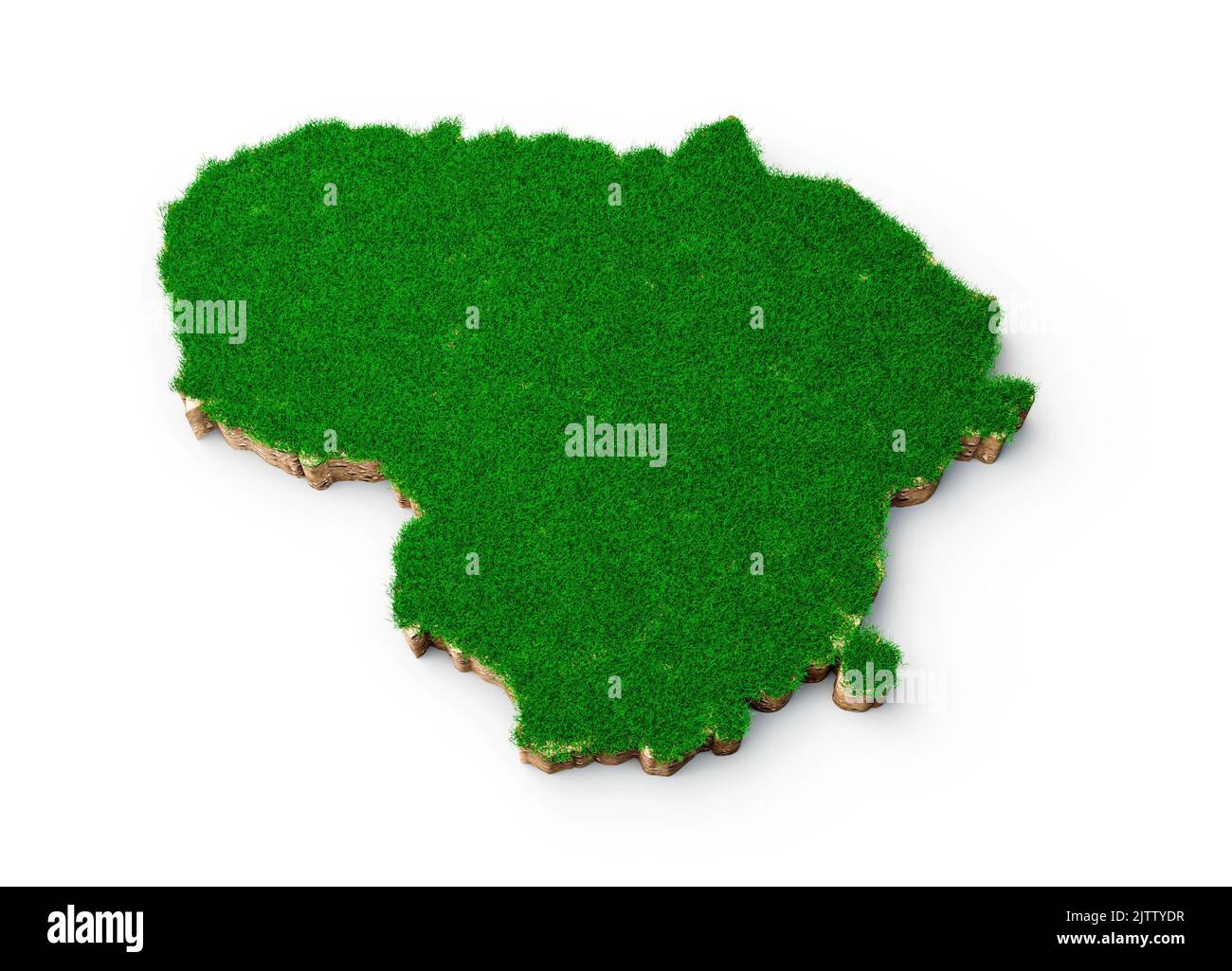 A 3D illustration of the Lithuania Map with soil land geology cross ...