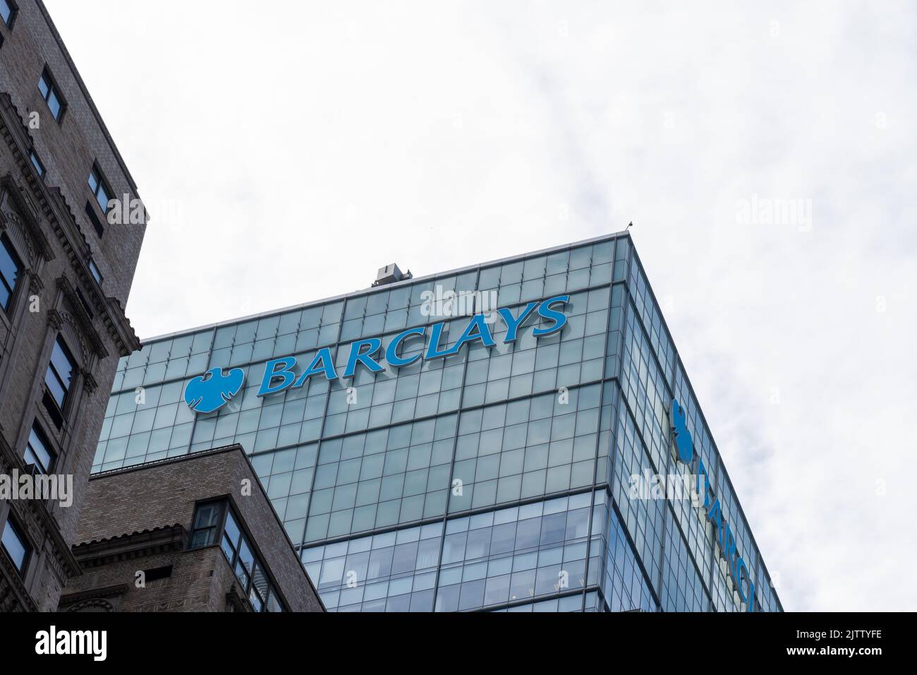 New York, NY, USA - August 20, 2022: Barclays sign on its office ...