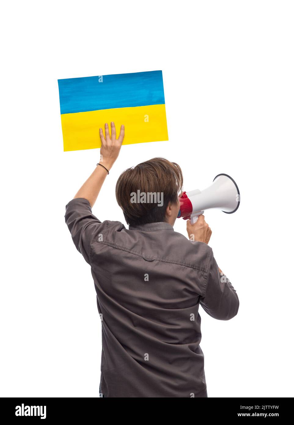 Man holding ukraine flag hi-res stock photography and images - Alamy