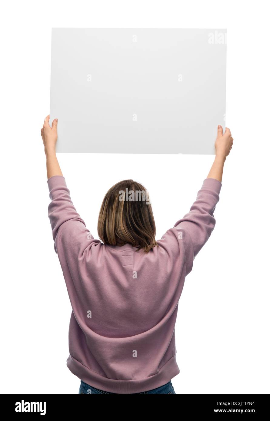 woman with poster protesting on demonstration Stock Photo - Alamy