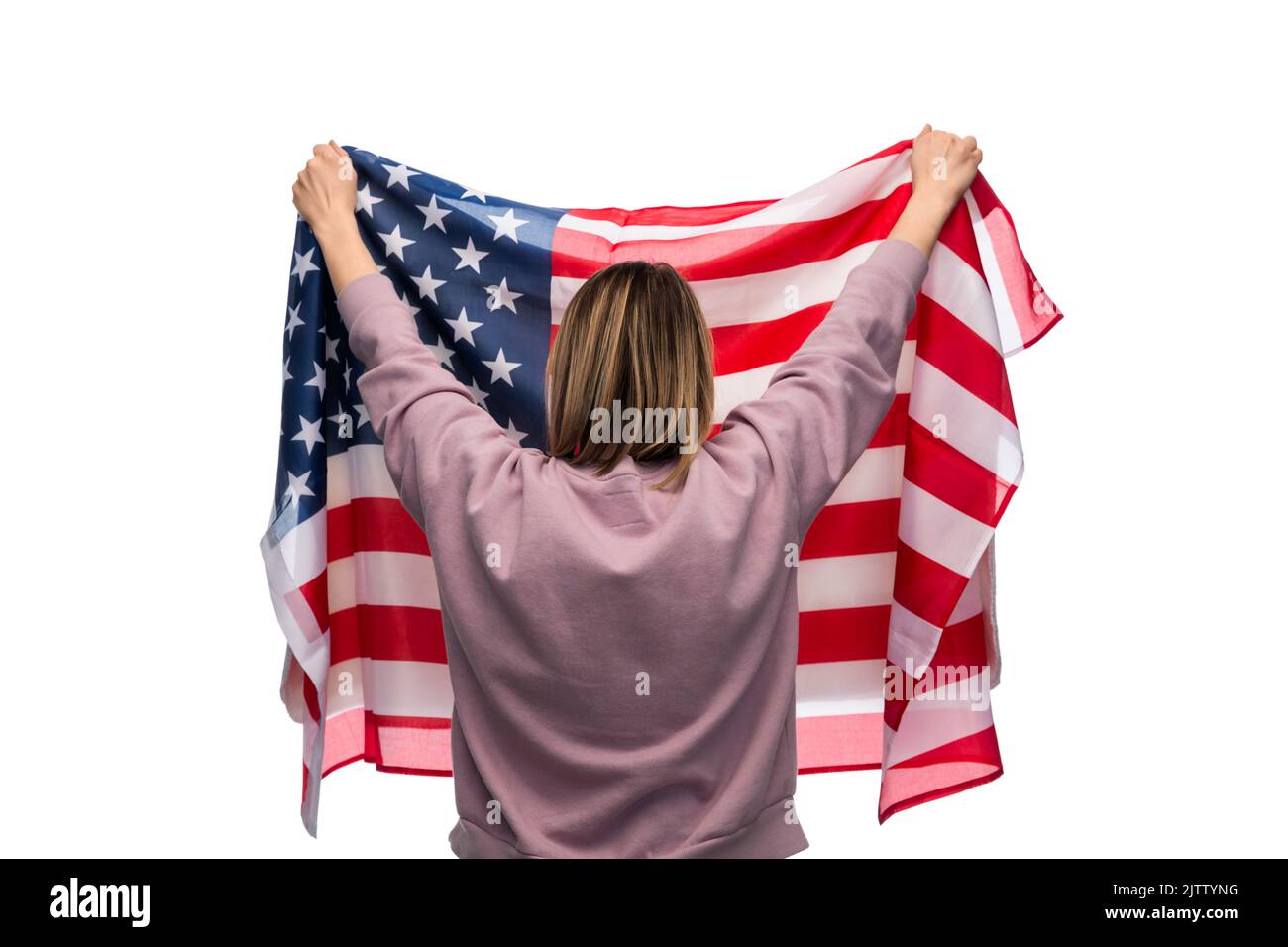 Back view woman usa flag hi-res stock photography and images - Alamy