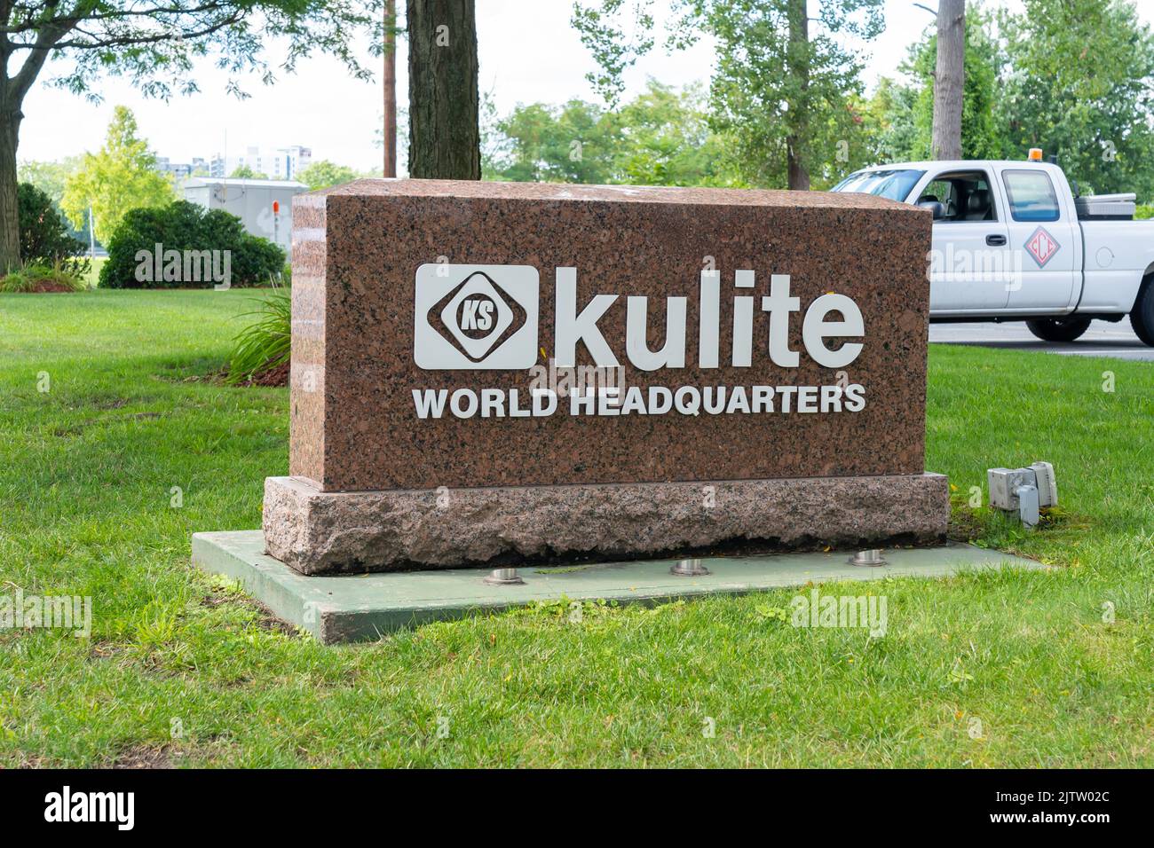 A Kulite sign is seen at the company's World Headquarters in Leonia ...