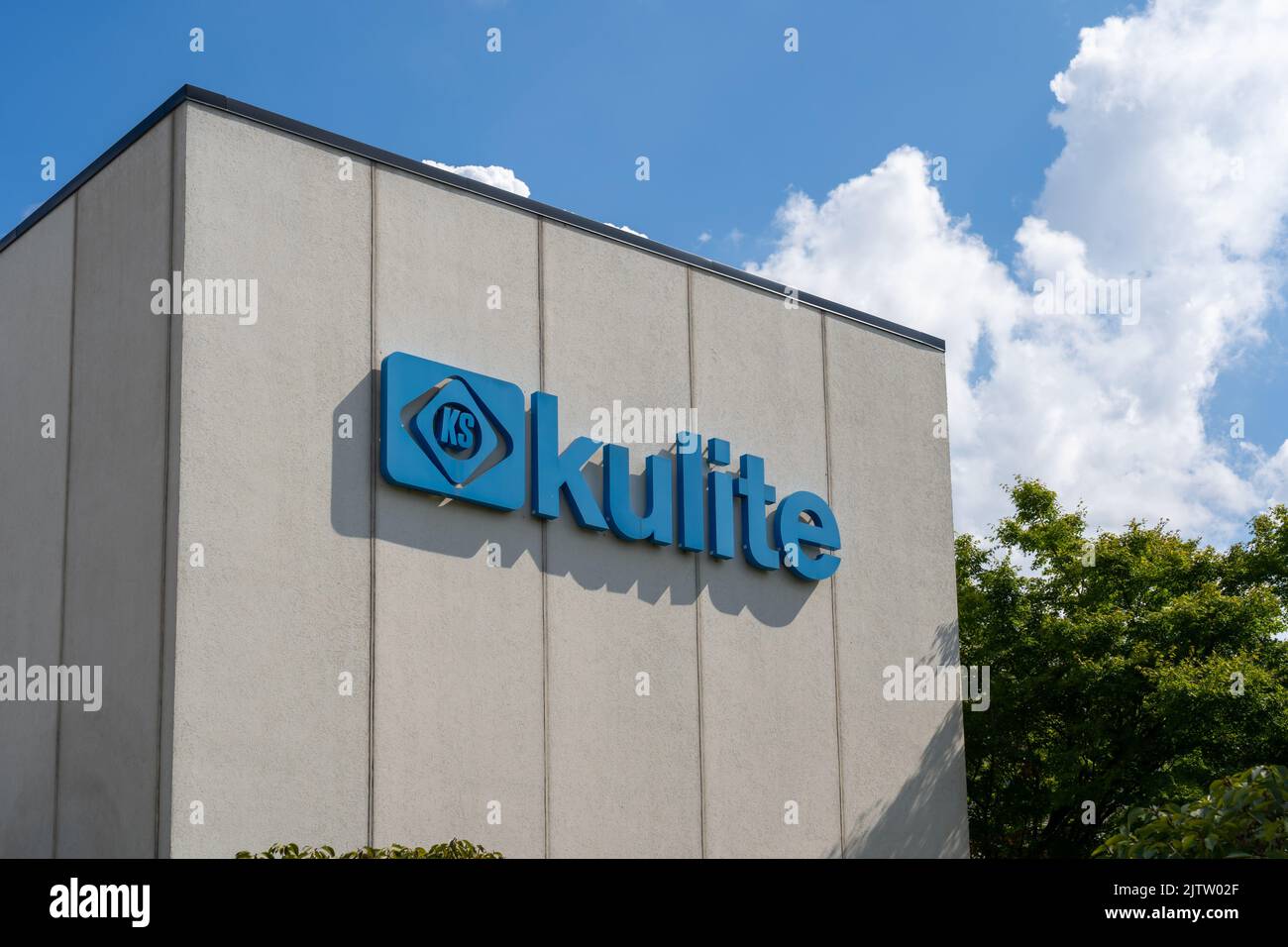 A Kulite sign is seen at the company's World Headquarters in Leonia ...