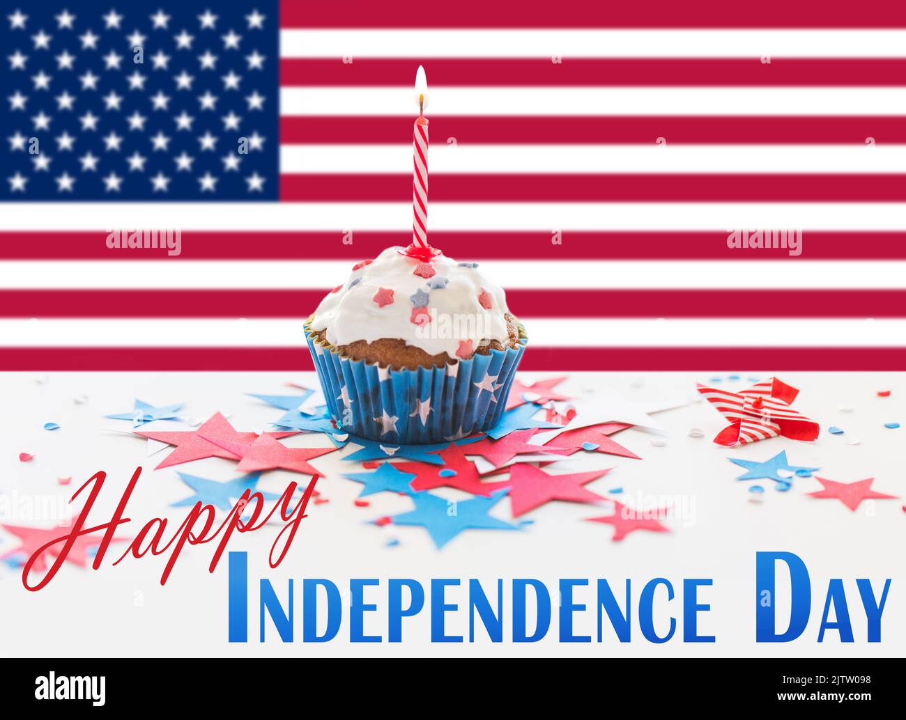 cupcake with candle on independence day of america Stock Photo - Alamy
