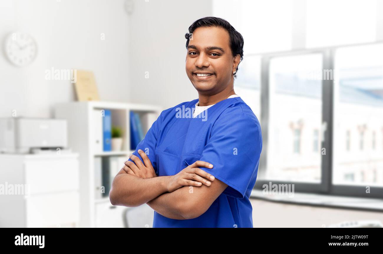 Nurse in blue uniform hi-res stock photography and images - Alamy