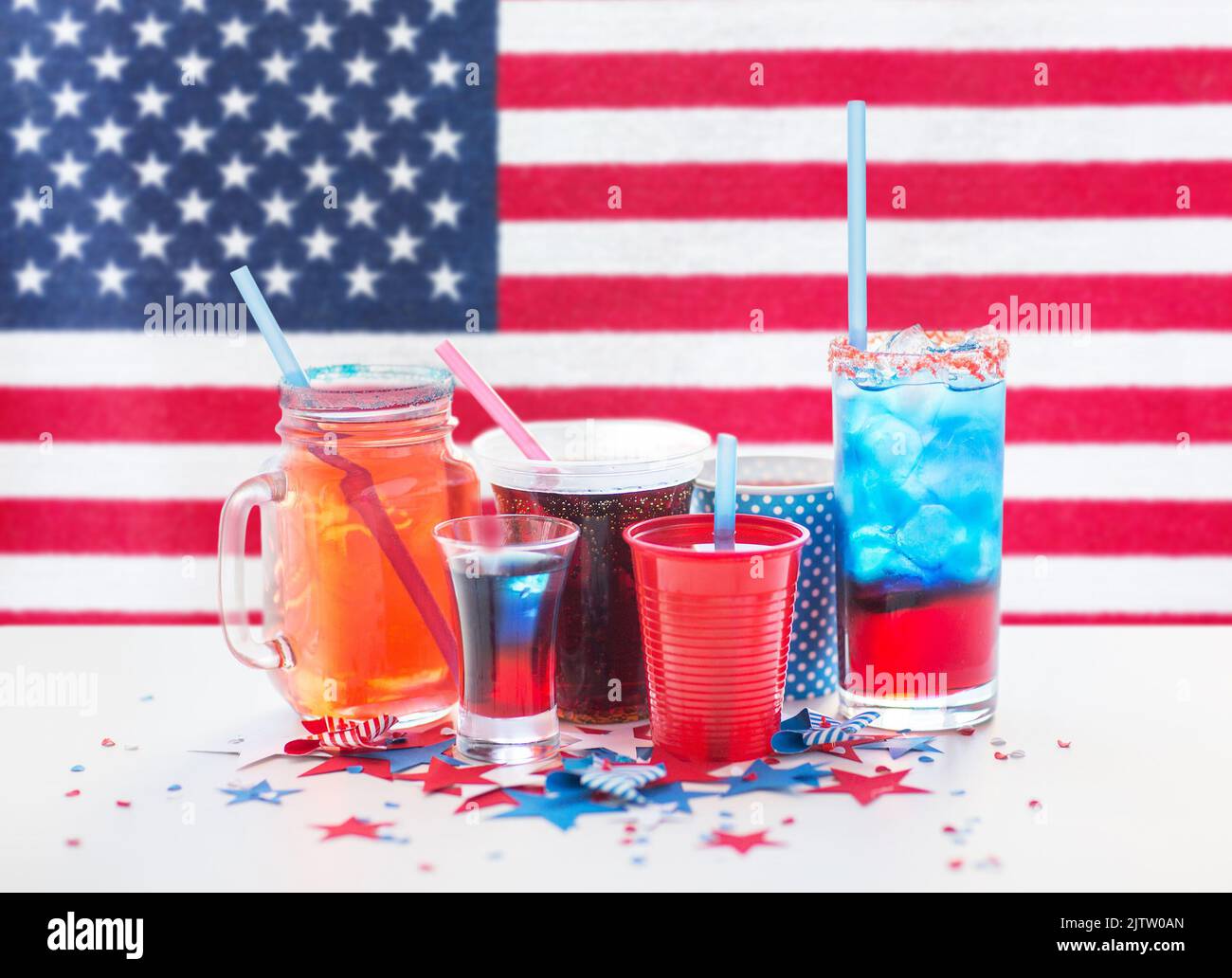 drinks on american independence day party Stock Photo - Alamy