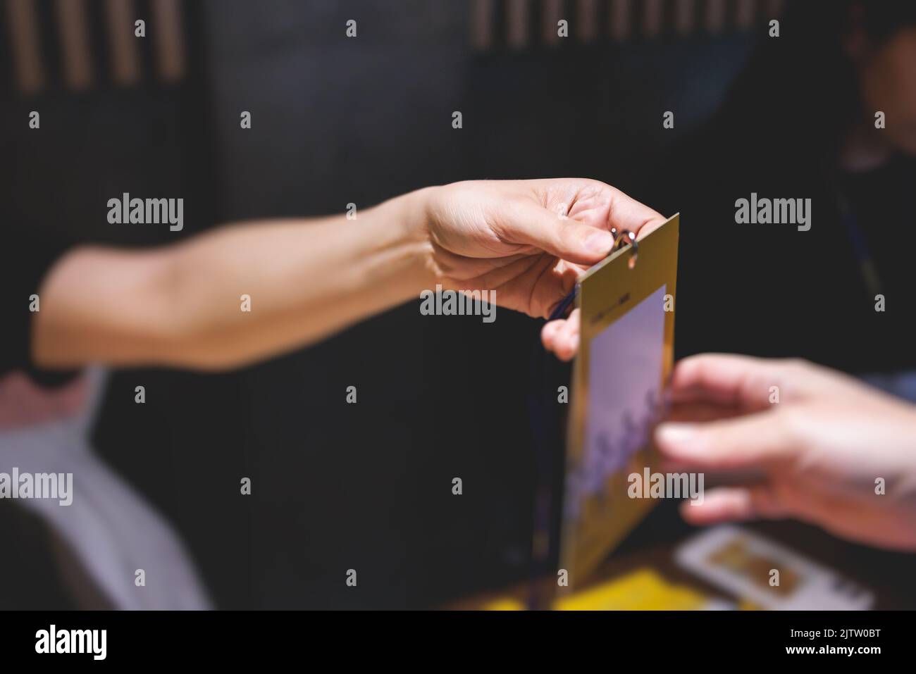 Process of checking in on a conference congress forum event, the ...